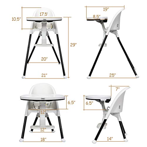 INFANS High Chair Folding, 3 in 1 Convertible Highchair with Detachable ...