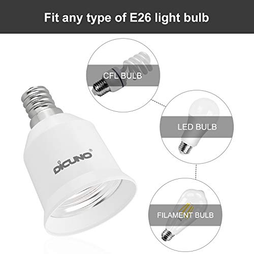 DiCUNO E12 to E26 Adapter, Candelabra E12 Socket to Medium (Standard ...