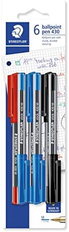 Staedtler Medium Stick 430 Ballpoint Pen, Assorted, Pack of 6 price in ...