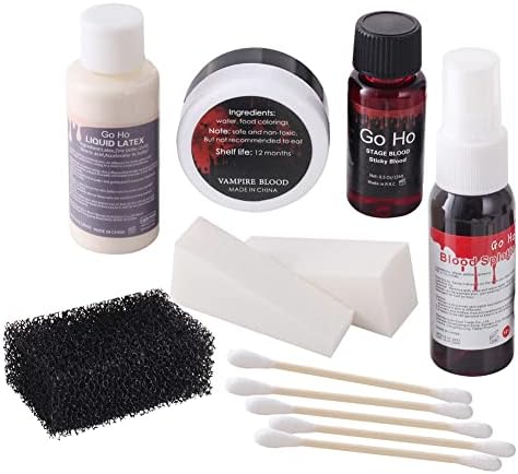 Go Ho 3 Kinds of Halloween Fake Blood Makeup and Liquid Latex Kit for ...