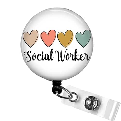 Amazon.com: Social Worker Badge Reel, Cute Badge Holder, Hearts MSW ...