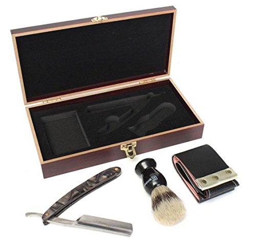 Buy Metal Manual Straight Razor Shaver Shaving Leather Strop Brush ...