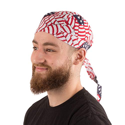 American Flag Durag - USA Doo Rag - Dew Rags for Men - Patriotic Skull ...