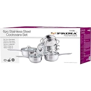 PRIMA Stainless Steel Cookware Set with Steamer, Set of 10: Amazon.co ...