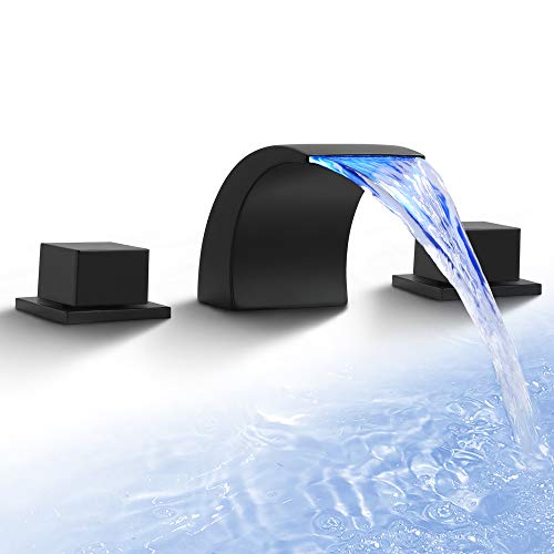 SKOWLL Waterfall Bathroom Faucet LED Waterfall Faucet Temperature 3 ...