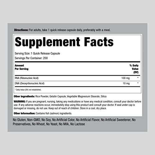 Piping Rock RNA DNA Supplement | 200 Capsules | Ribonucleic Acid ...