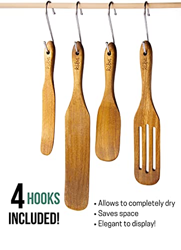 Kiba Wooden Spurtle Set 8 Piece Kit (1 x Large, 1 x Slotted, 1 x Medium ...