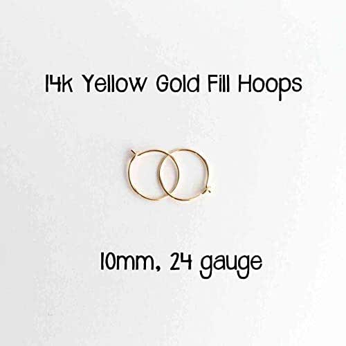 Amazon.com: Little Gold Hoops, Small 10mm, Extra Thin 24 Gauge Earrings ...