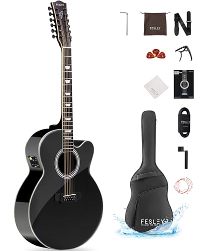 Fesley Jumbo Acoustic Electric Guitar: 42" Full Size 12 String Acoustic ...