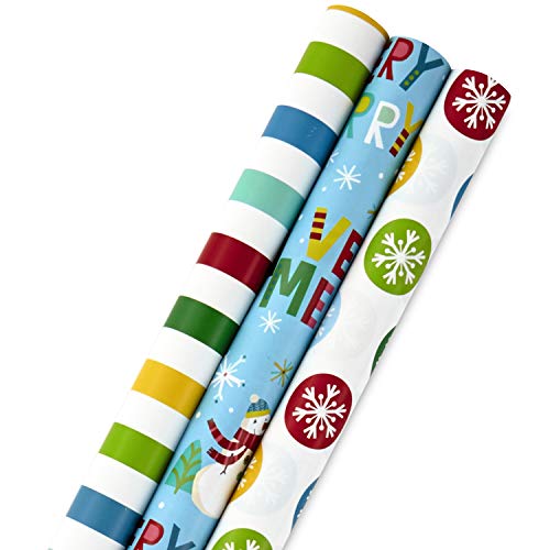 Hallmark All in One Christmas Gift Wrapping Set, Family (3 Rolls of ...