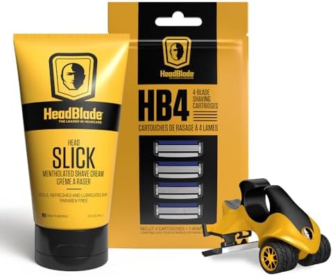 HeadBlade ATX Men's Head Shaving Basics Bundle with 5oz HeadSlick Cream ...