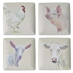 Amazon.com | Square Farm Animal Plates (Set of 4): Accent Plates