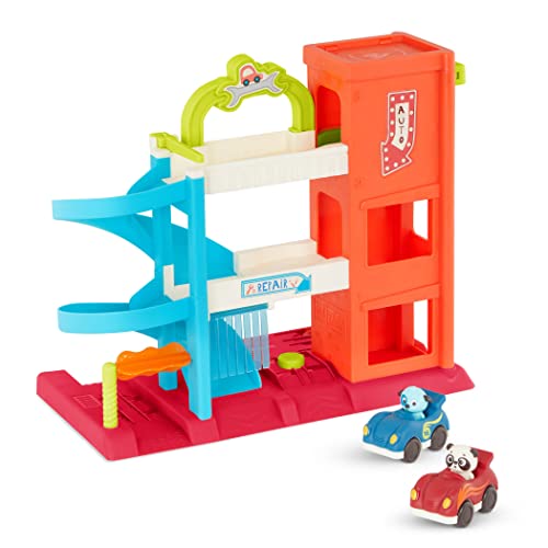 B. toys– Bingo’s Garage- Vehicle Playset Car Garage with Spiral Ramp - Working Elevator with 2 ...