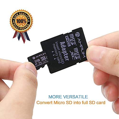 Amplim Micro SD Card 32GB, MicroSD Memory Plus Adapter, 2 Pack MicroSDHC Class 10 UHS-I U1 V10 ...