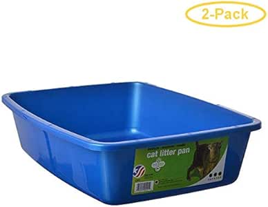 Amazon.com: Cat Litter Pan [Set of 2] Size: Large (18" x 14" x 5"): Pet ...