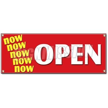 Amazon.com : Now Open Signs Banners 5' X 2' FT Retail Store Banner Sign ...