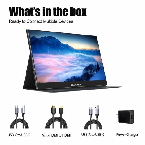 100%sRGB Dual USB-C Mini HDMI Portable Monitor, 15.6” 1080P IPS Travel ...
