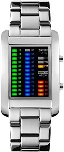 MASTOP Men's Creative Binary Matrix Blue LED Digital Waterproof Watch ...