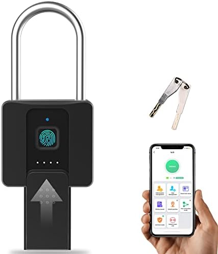 Fingerprint Padlock, Eseesmart Long Shackle Smart Padlock Bluetooth ...