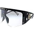 Amazon.com: Versace VE 4393 GB1/1W Black Plastic Shield Sunglasses ...