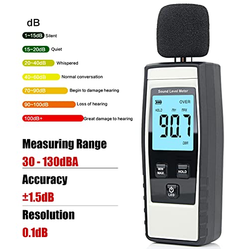 Db Meter Digital Handheld Sound Level Meter Noise Measuring Instrument ...