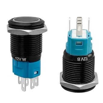 Yakamoz 2Pcs 16mm Latching Push Button Switches, 12V On Off Reset ...