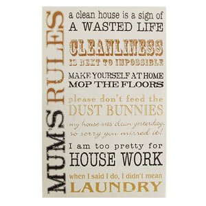 Mums Rules Wall Plaque: Amazon.co.uk: Kitchen & Home