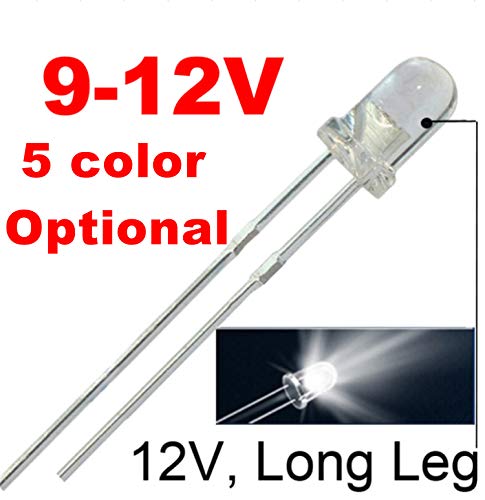 100pcs 12V 3mm White LED 9V Gauge Cluster Instrument Light Emitting ...