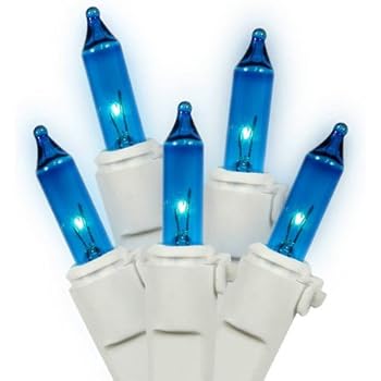 Amazon.com : Set of 35 Blue Mini Christmas Lights - White Wire : String ...