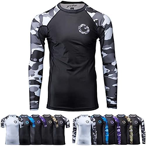 Gold BJJ Jiu Jitsu Rashguard - Camo Long Sleeve Rash Guard Compression ...
