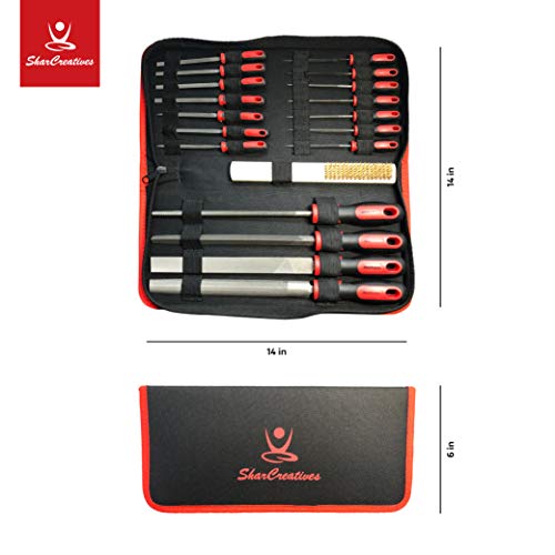 SharCreatives 19Pcs File Set, Flat/Triangle/Half-round/Round Large File ...