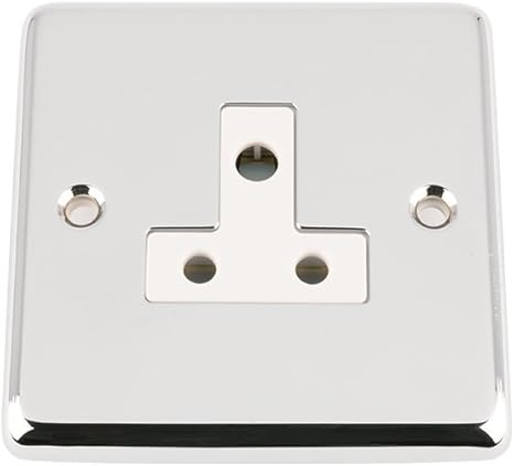 Round Pin Socket 5 Amp - Polished Chrome - Classic - White Insert ...