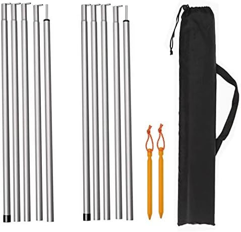 Adjustable Tarp Pole Canopy Pole Set of 2, Portable Tent Poles Rodsfor ...