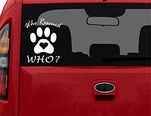 Amazon.com: StickerLoaf Brand WHO RESCUED WHO dog cat Decal Car Truck ...