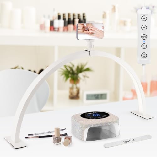 Lavinda Large Half Moon Light for Nail Desk, 29.5'' Nail Table Lamp ...