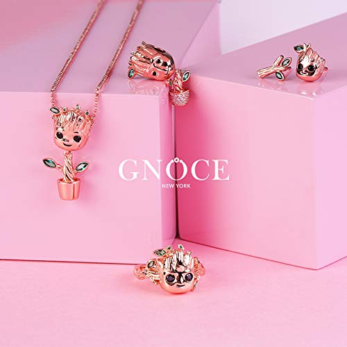 GNOCE "I am Groot Tree Man Pendant Necklace and Stud Earrings Sterling Silver Rose Gold Jewelry ...