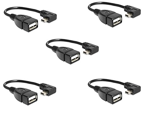 Buy SaiTech IT (5 Pack 90 Degree Angle Adapter Mini USB 2.0 OTG Cable ...