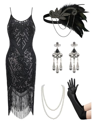 YESSA Women's Flapper Dresses 1920s,Great Gatsby Dresses Sequin Fringe ...