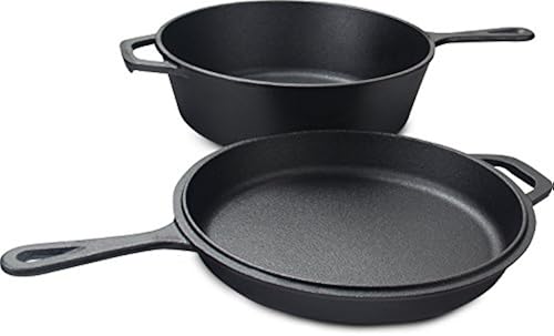 Utopia Kitchen Pre-Seasoned Cast Iron 2-In-1 Combo Cooker with 3.2 ...