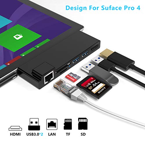 KETAKY Microsoft Surface Pro 4 USB 3.0 Hub Docking Station with Gigabit ...