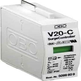 OBO Bettermann V20-C/0-280 Surge Controller 280VAC 20/40kA 1.3kV 125AgL ...