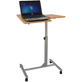 Amazon.com : Adjustable Mobile Oak Laptop Computer Caddy Cart Stand ...