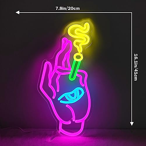 Hand Eye Neon Sign Hamsa Neon Lights Signs Evil Eye Hand Dimmable LED ...