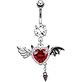 Amazon.com: Niaspi 14G Devil Heart Dangle Belly Button Ring for Women Stainless Steel Love Heart ...