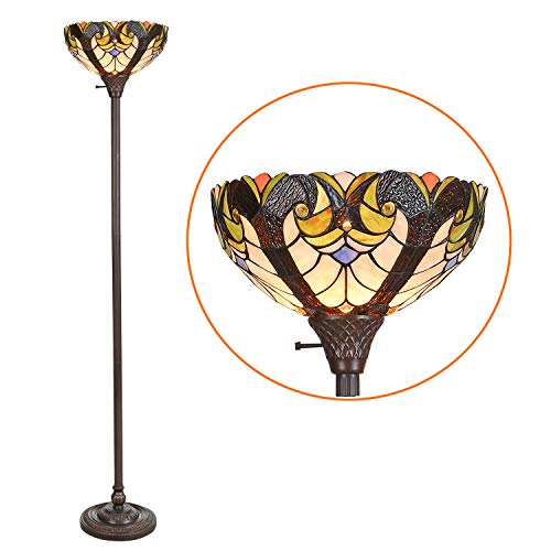 Cotoss Tiffany Style Torchiere Floor Lamp Tall 70 inch Wide 14 - Want ...