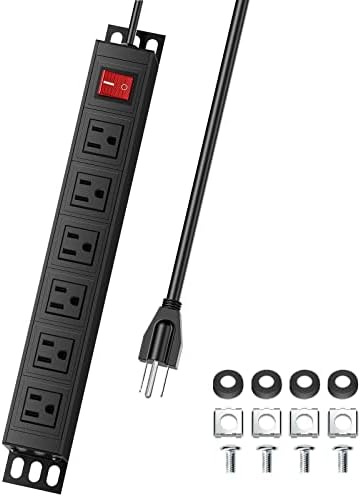 6 Outlets Wall Mount Power Strip, Metal Rack Mount Power Outlet with 6 ...