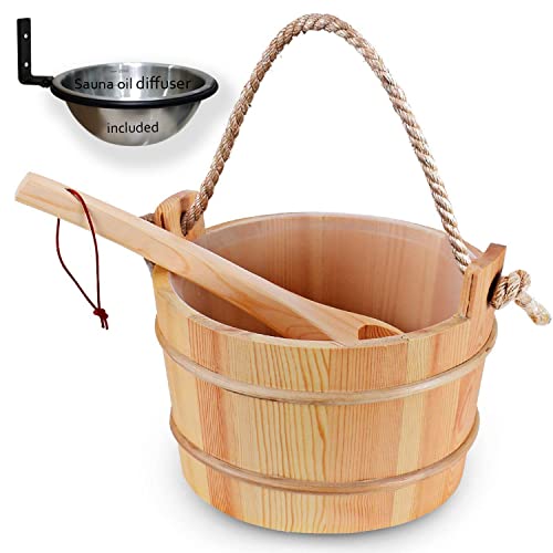 Novalty Sauna Bucket and Ladle Set 5 Liter (1.3 Gallon) Handmade ...