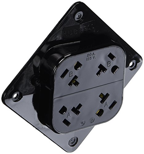 Hubbell HBL420BK 4-PLEX Receptacle, 20 amp, 125V, 5-20R, Black: Amazon ...