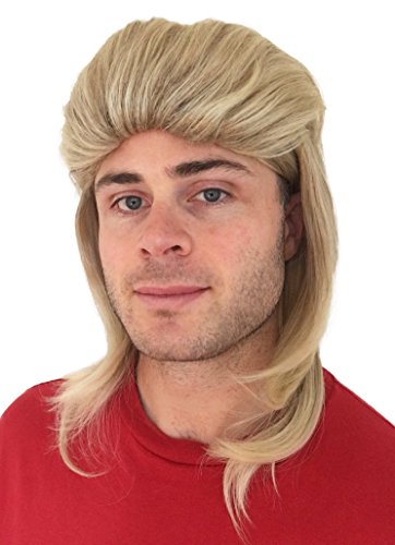 3 pc. Premium Dirty Blonde Mullet Wig (Flowtop) + USA Bandana: Redneck ...
