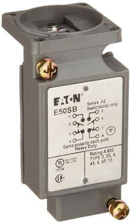 Eaton E50SB Heavy Duty Limit Switch Body, Panel Mounting Type, Double ...